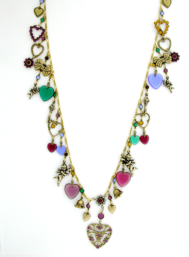 Vintage Victorian Style Cupids & Bells 30" Charm Necklace ...